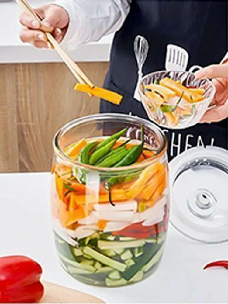 Кадка для засолки Высококачественный бестселлер, стекло, бесцветная, 2.2л（Популярный продукт российской спецификации）