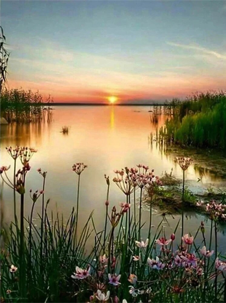 HUACAN Набор для вышивки крестом Приморский Пейзаж