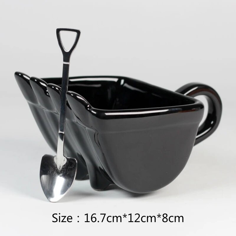 Керамическая кружка экскаватор loveyalty Черный, Black Mug and Spoon