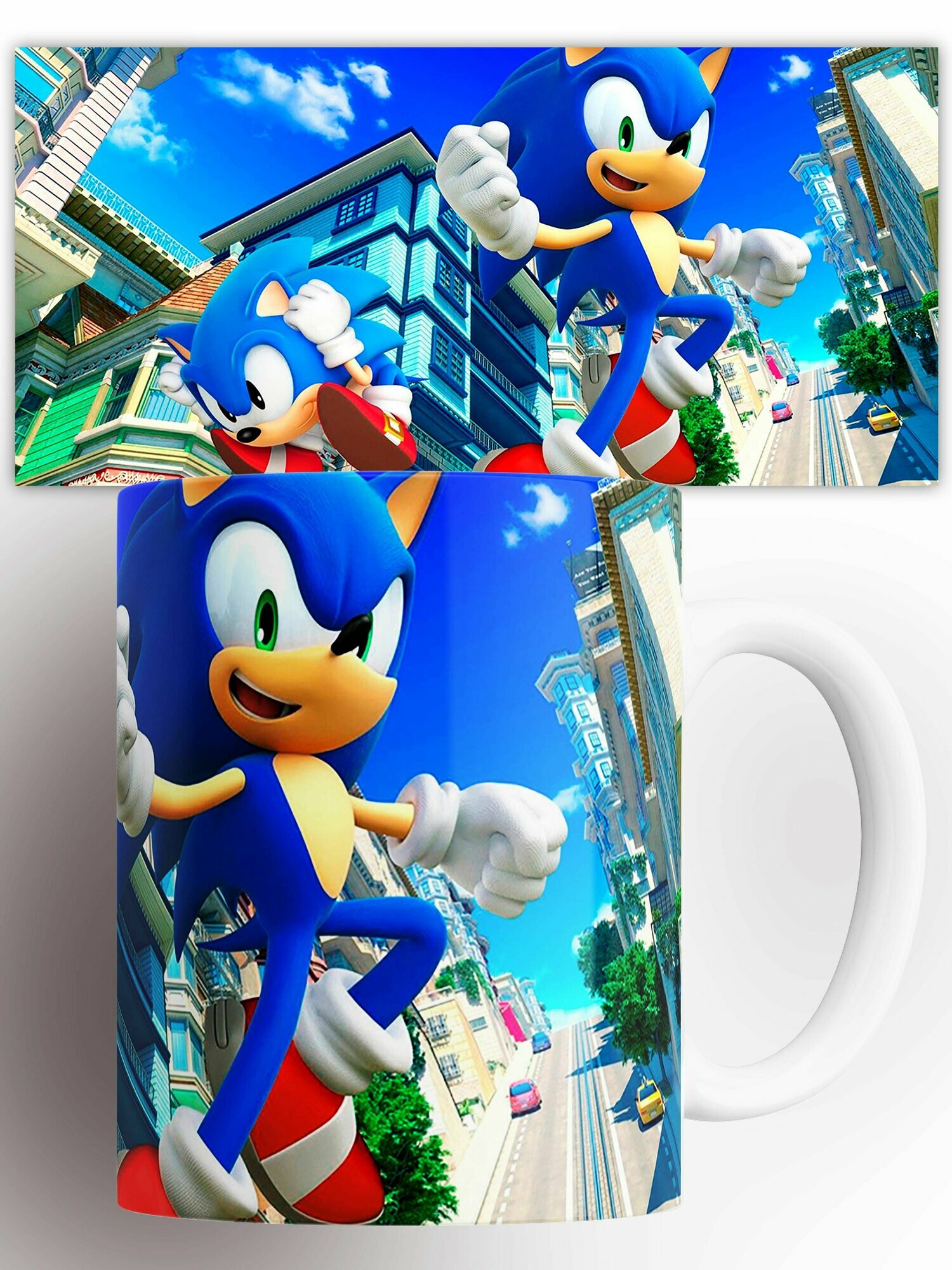 Кружка Соник Sonic игра мультфильм детская с принтом 330 мл