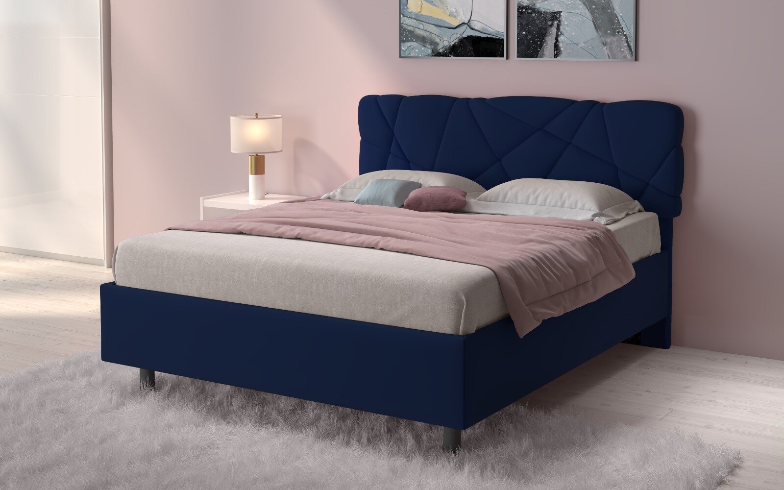 Кровать 160*200 POP, Италия, с ортопедической решеткой Ш изголовья 172, В 119