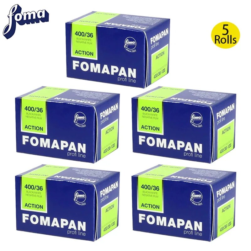 Fomapan Action 400 Черно-белая пленка 36 кадров для 35 мм камер Kodak 5 Rolls