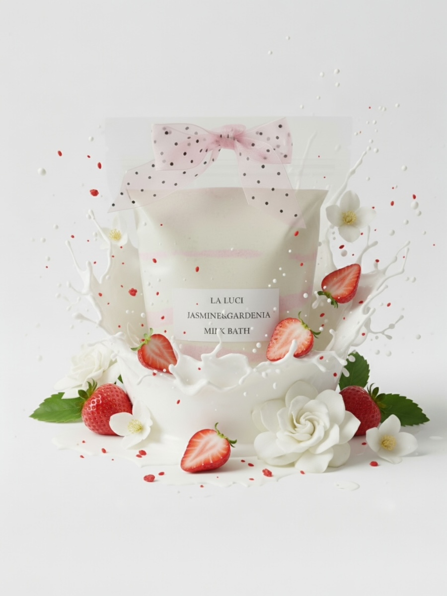 LA LUCI , Молочко для ванны с клубничной пудрой, кокосовые сухие сливки, пудра для ванн, JASMINE &GARDENIA,250 г