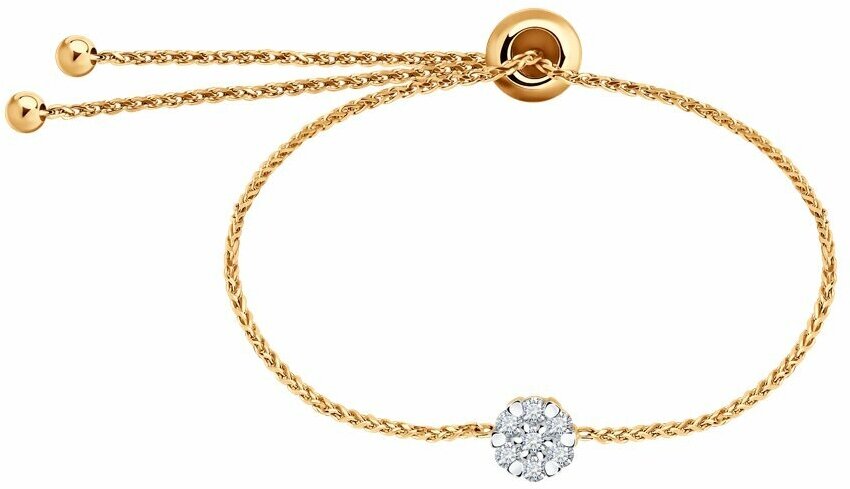 Браслет, красное золото, 585 проба, бриллиант