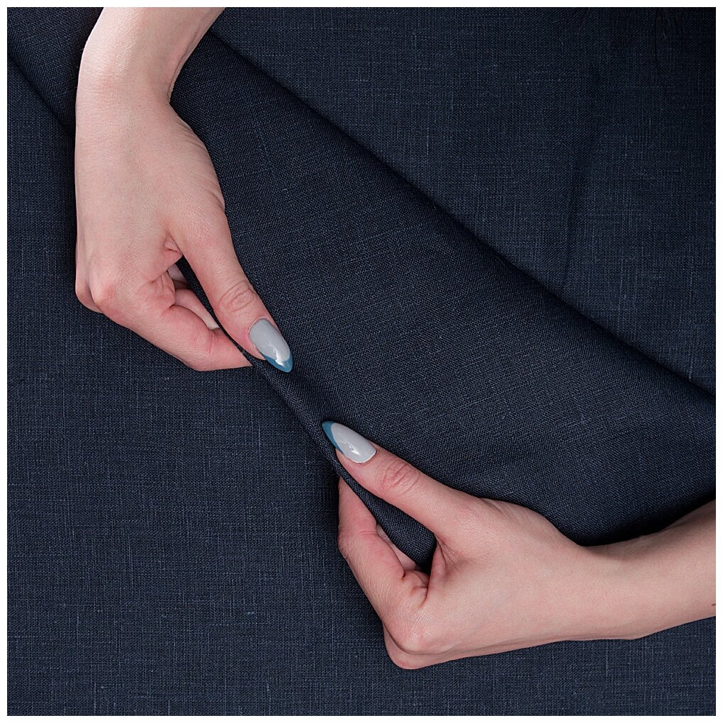 Ткань лен cиний без рисунка (4С33-ШР)