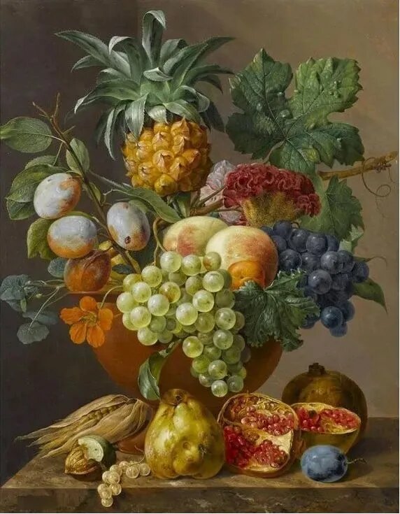 Алмазная мозаика Картина стразами/ Алмазное хобби "Натюрморт. Фрукты в вазе" 30х40 см, сложность 5, цветов 22/ Komas