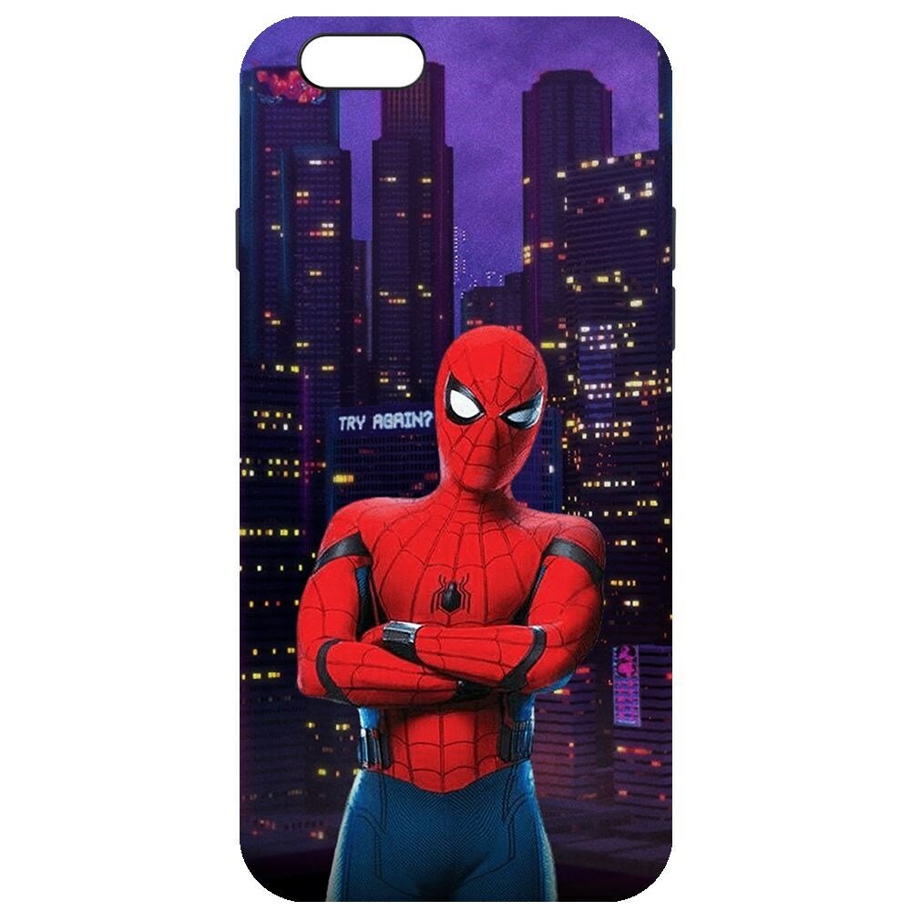 Чехол-накладка Krutoff Soft Case Человек-Паук. На крыше для iPhone 6/6s черный