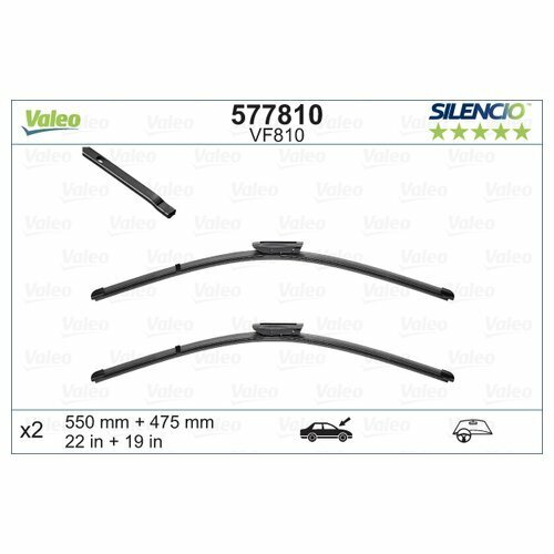 Комплект бескаркасных щеток стеклоочистителя Valeo 577810 для Renault Duster, Logan II, THALIA II LU12 II