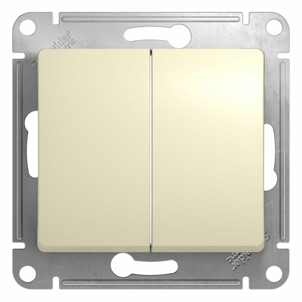 Выключатель Schneider Electric Glossa, 2-клавишный, механизм, бежевый, GSL000251