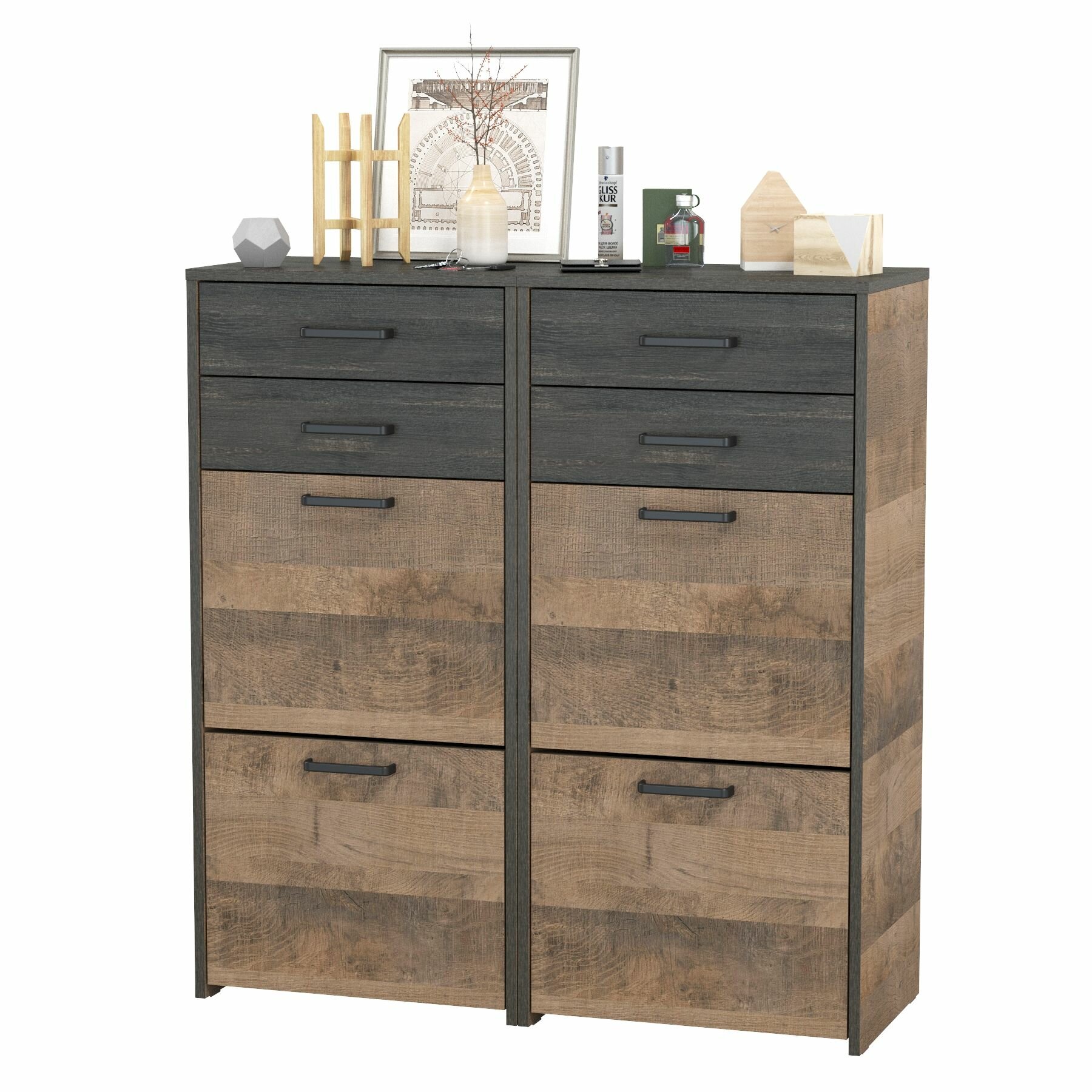 Обувница для прихожей гардеробной напольная 100см дуб гранж песочный/интра Спасибо-Мебель