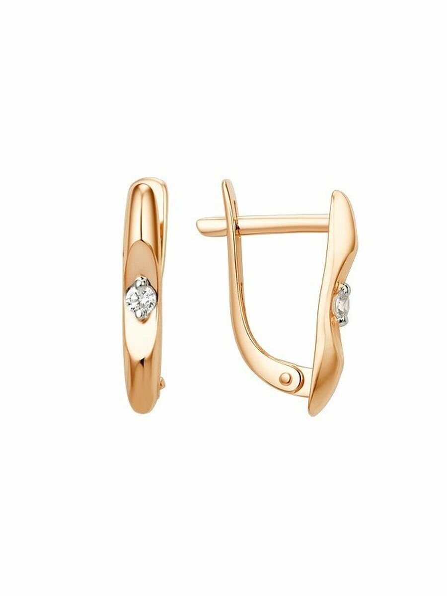 Серьги, красное золото, 375 проба, фианит