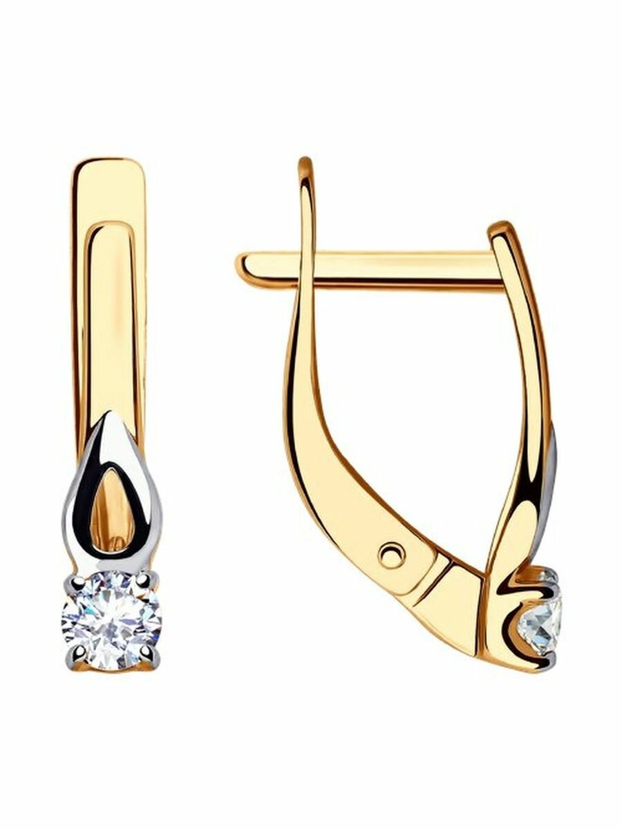 Серьги, красное золото, 375 проба, фианит