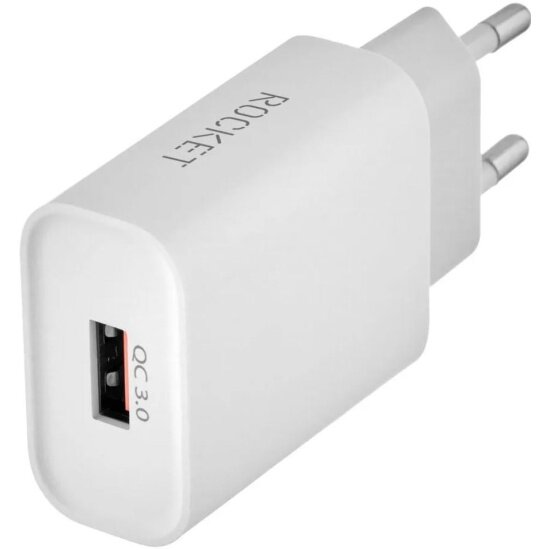 Сетевое зарядное устройство Rocket Slot RWC502WH18SL-A, 18 Вт, USB-A, белый