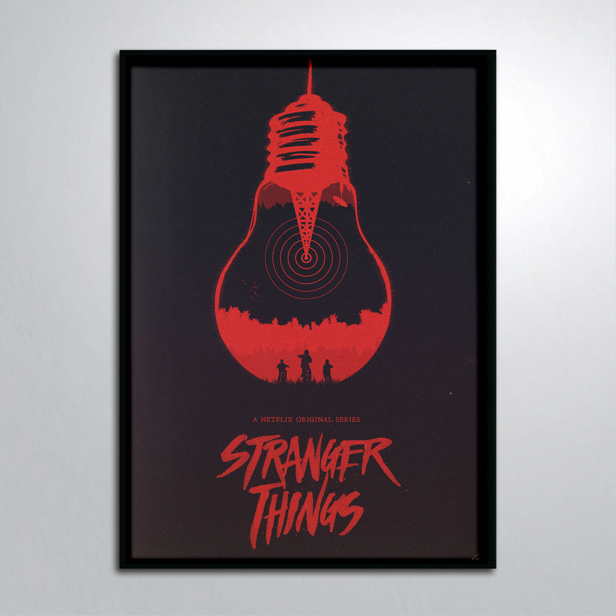 Постер без рамы/Очень странные дела Лампочка Арт Stranger Things