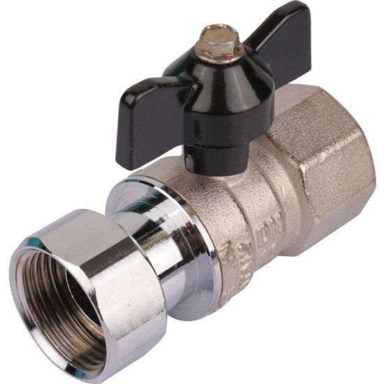 Кран шаровой Stout с накидной гайкой, ВР/накидная гайка, ручка бабочка 3/4x3/4
