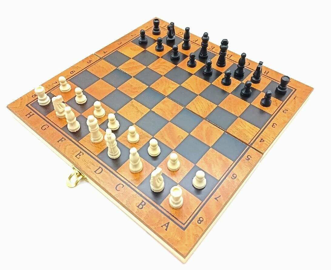 Подарочный набор Шахматы шашки нарды 3 в 1 29 см