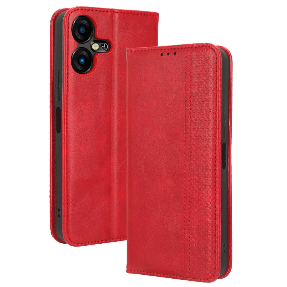 Чехол книжка для Tecno Pova Neo 3 с магнитом и отделением под карты / Техно Пова Нео 3 (красная)