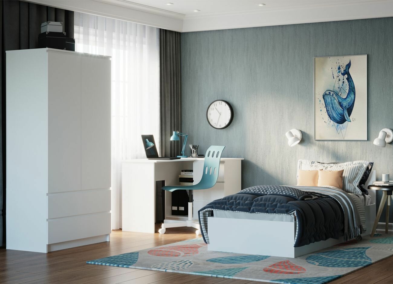 Мори Кровать 900.1 Белый