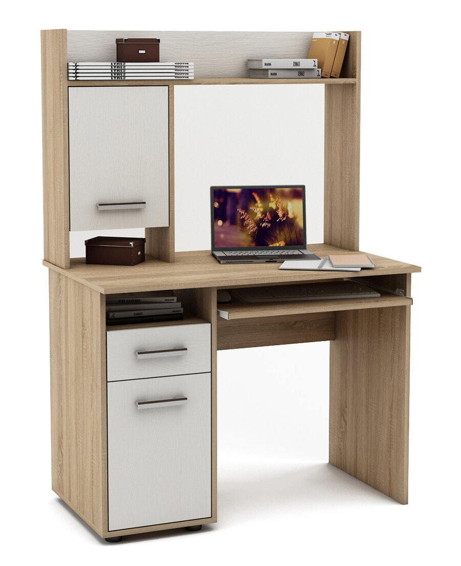 Стол письменный, стол компьютерный Остин (Ливерпуль) 10К дуб сонома/белое дерево