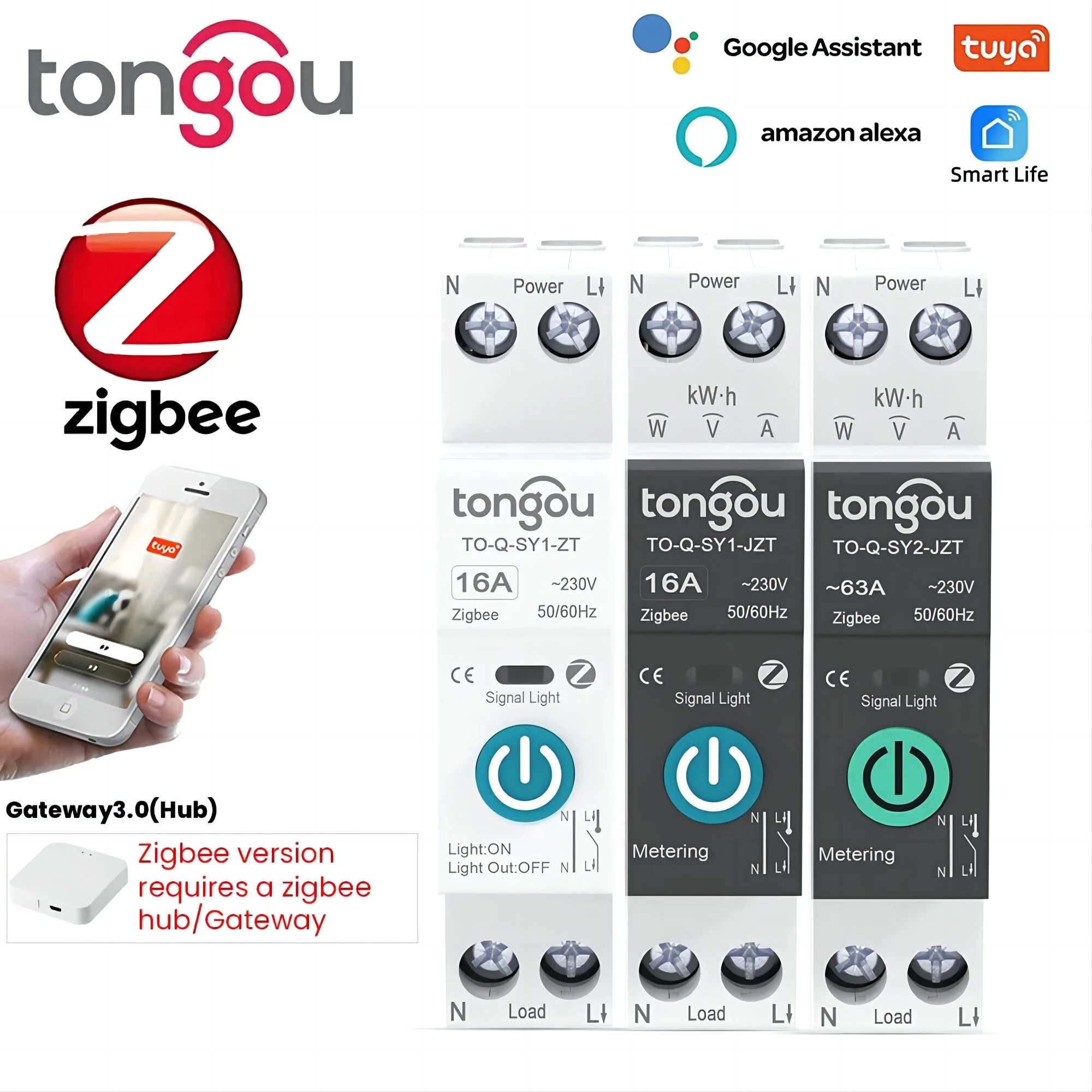 Автоматический выключатель TONGOU ZigBee 1P 63A SY1 No metering, ZigBee 16A