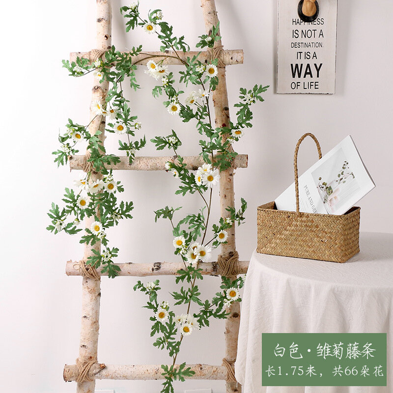 Искусственная гирлянда из ромашек, маленькая гирлянда из подсолнухов, искусственная цветочная гирлянда для украшения труб кондиционера в гостиной и оконных экранов в помещении.