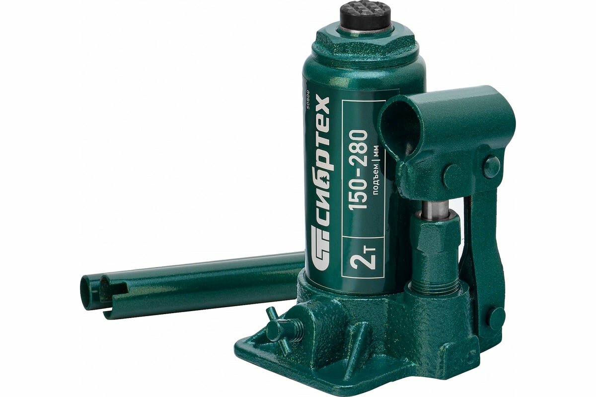 СИБРТЕХ гидравлический бутылочный домкрат 2 т, рабочий ход 150–280 мм, модель 50800
