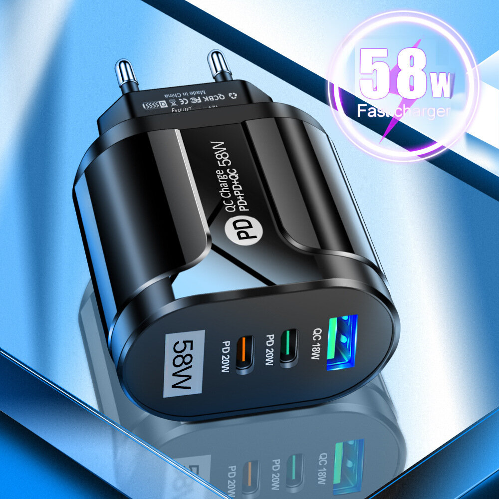 Зарядное устройство 58 Вт, для быстрой зарядки, 2PD+QC3.0, для мобильных телефонов