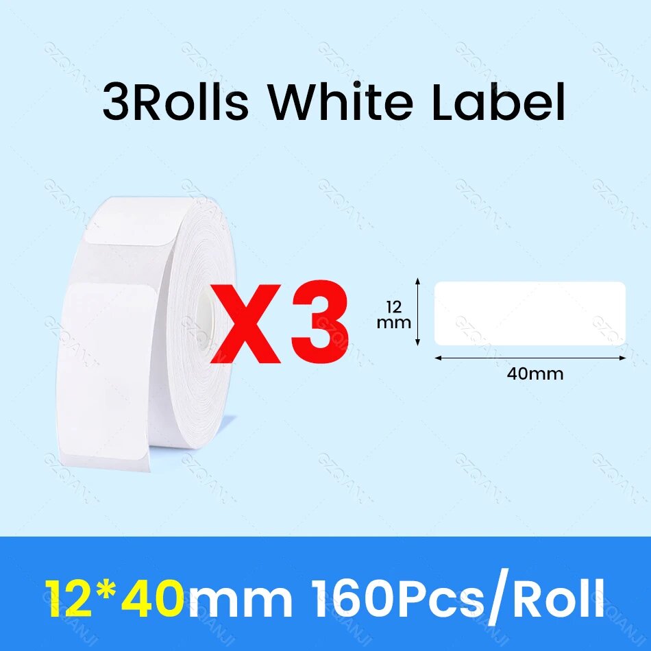 Этикетки NiiMBOT D101 D11 D110 водонепроницаемые 3/5/10 рулонов 3Rolls 12x40mm