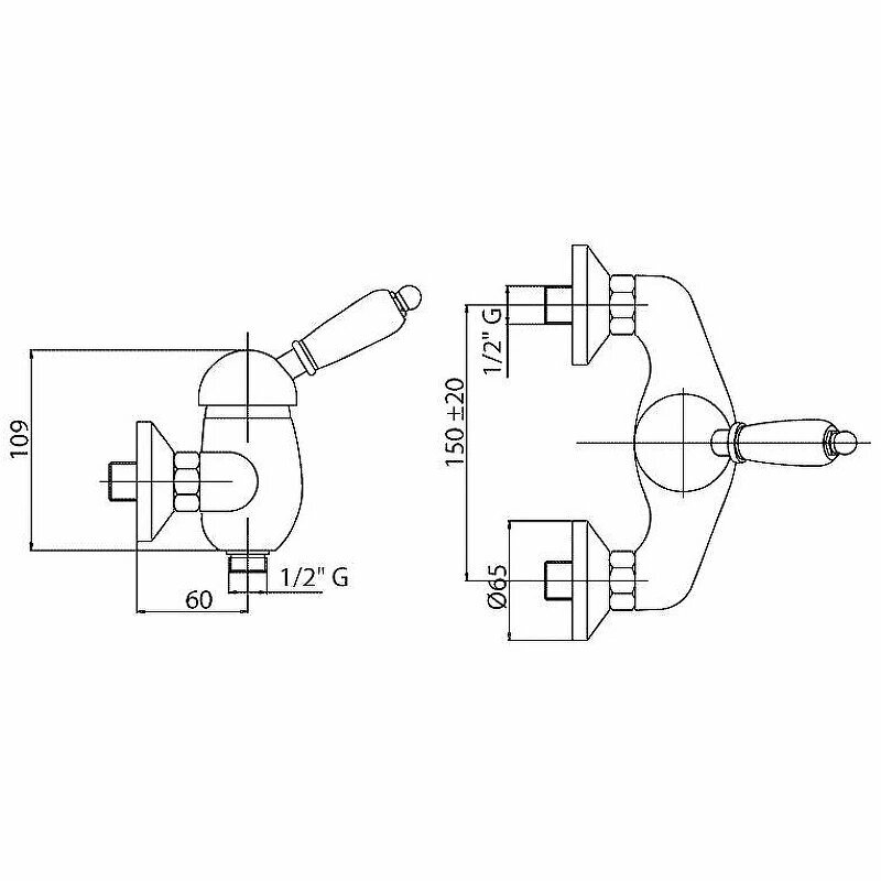 Elite-dm-03-bi смеситель для душа однорычажный, исполнение золото ручка белая Cezares