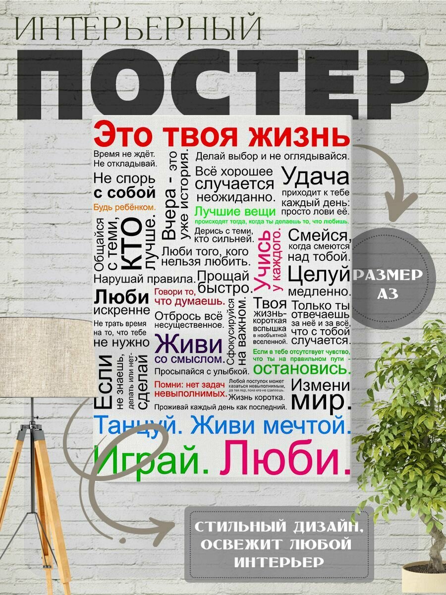 Плакат постер Мотивационный, ЭТО твоя жизнь