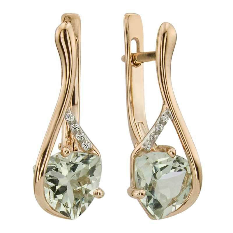 Серьги, красное золото, 585 проба, аметист