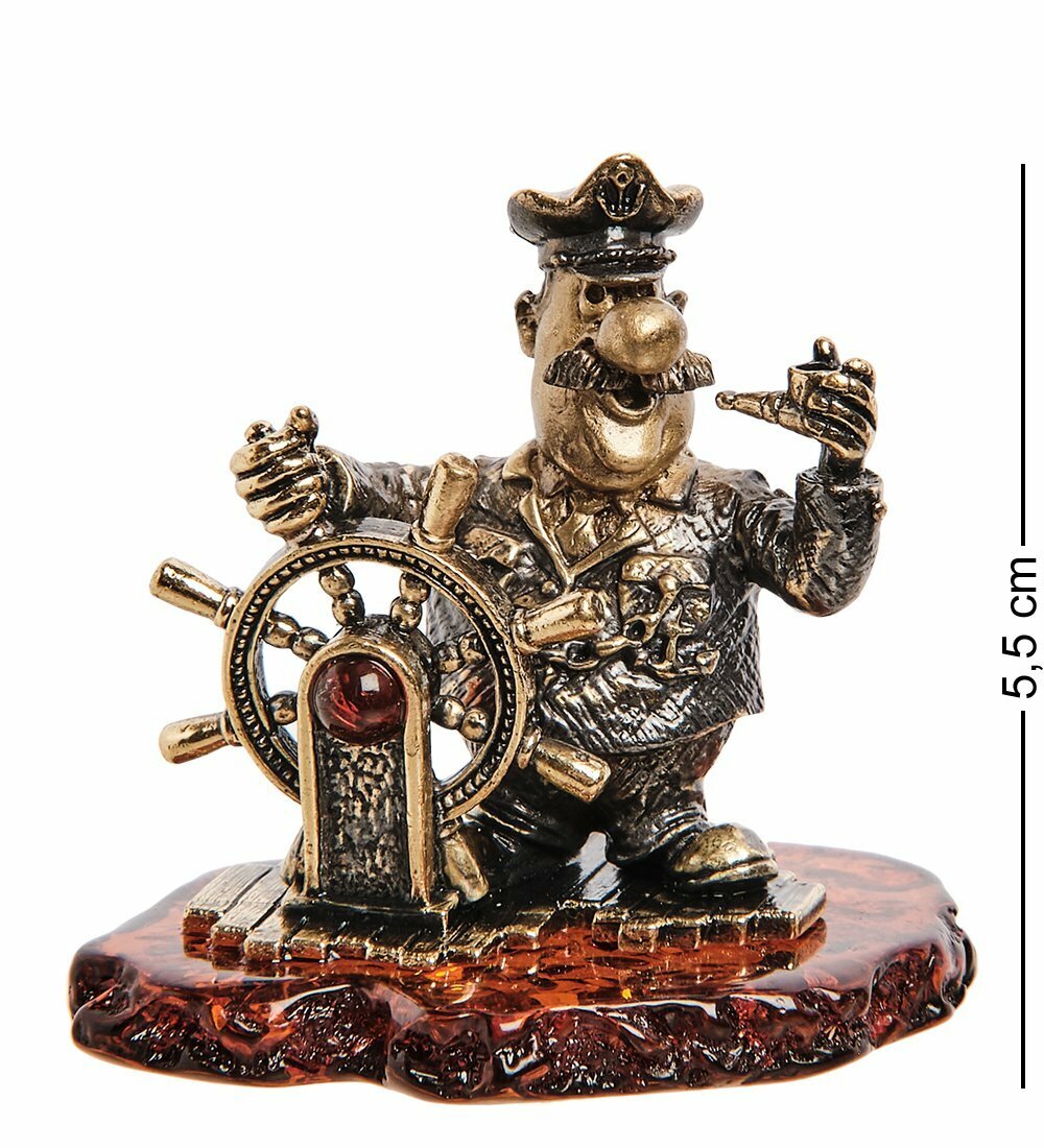 Фигурка 'Капитан у штурвала' (латунь, янтарь)