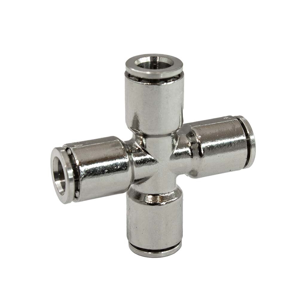 Пневмофитинг цанговый X-образный переходной Cn-X8 для полиуретановых и рильсановых трубок, Арт. 5420