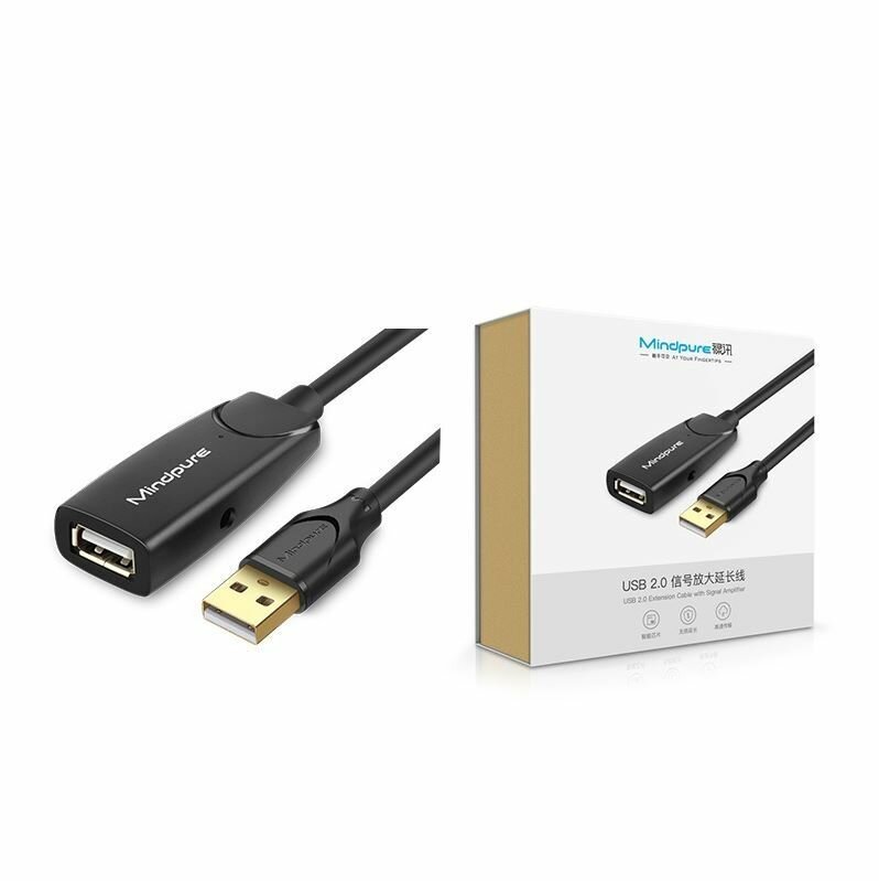 Кабель Mindpure Удлинитель USB Type-A (M) - USB Type-A (F) USB2.0 US010 25м