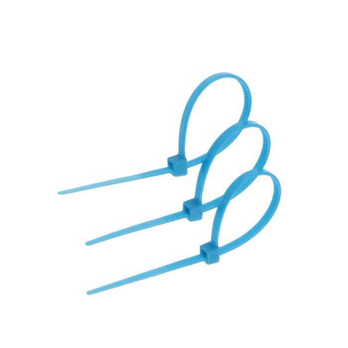 Хомут нейлоновый для стяжки, тундра, 2.5×100 мм, синий, 25