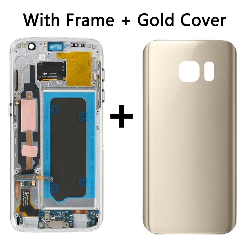 5,1-дюймовый Super AMOLED для Samsung S7 G930, ЖК-дисплей, дигитайзер в сборе с рамкой SM-G930F G930FD, замена Gold With Frame