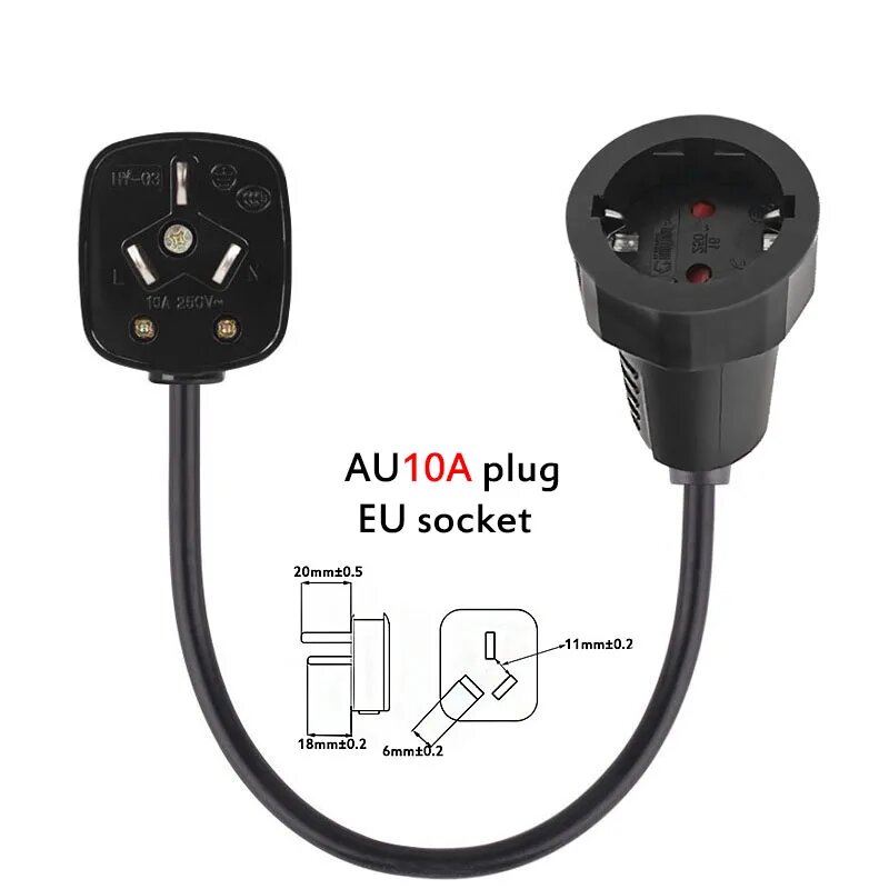 AU10A вилка EU розетка, 2M, черный