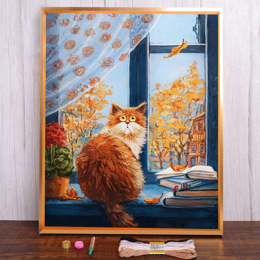 Набор для вышивки крестом "Котик у окна", HMA105508