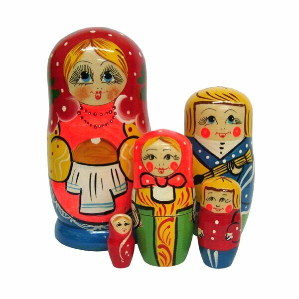 Матрешка RNToys "Семья", ручная роспись, 5 кукол, 54 см, 1шт