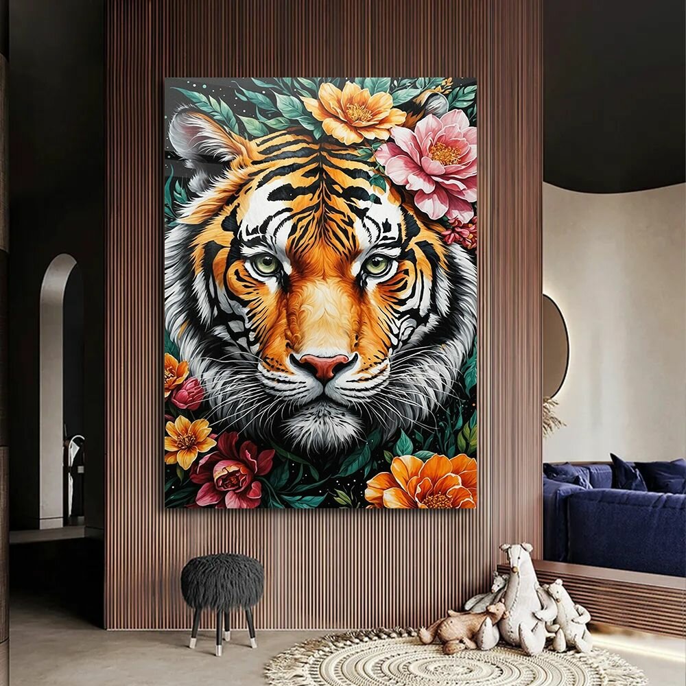 Картина ВсеКартины. Тут "Тигр", 20x30 см, на холсте, на подрамнике, дерево, в рамке