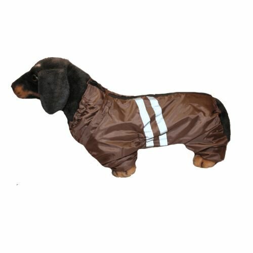 Теплый комбинезон, флис, для таксы кроличьей суки, на флисе, со светоотражающими полосами, цвет коричневый