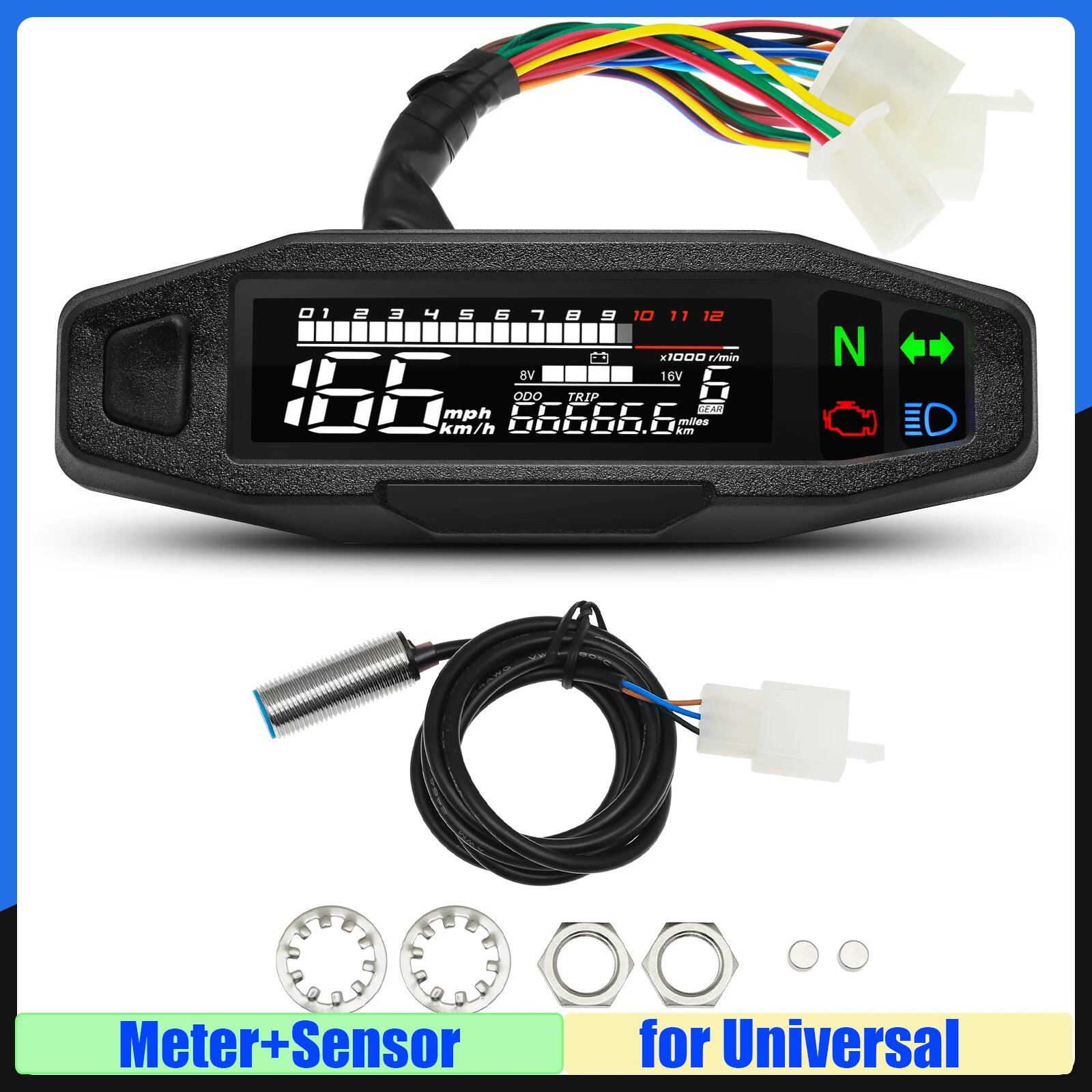 Приборная панель мотоцикла, спидометр, ЖК-дисплей, тахометр, цифровые измерители, meter with Sensor