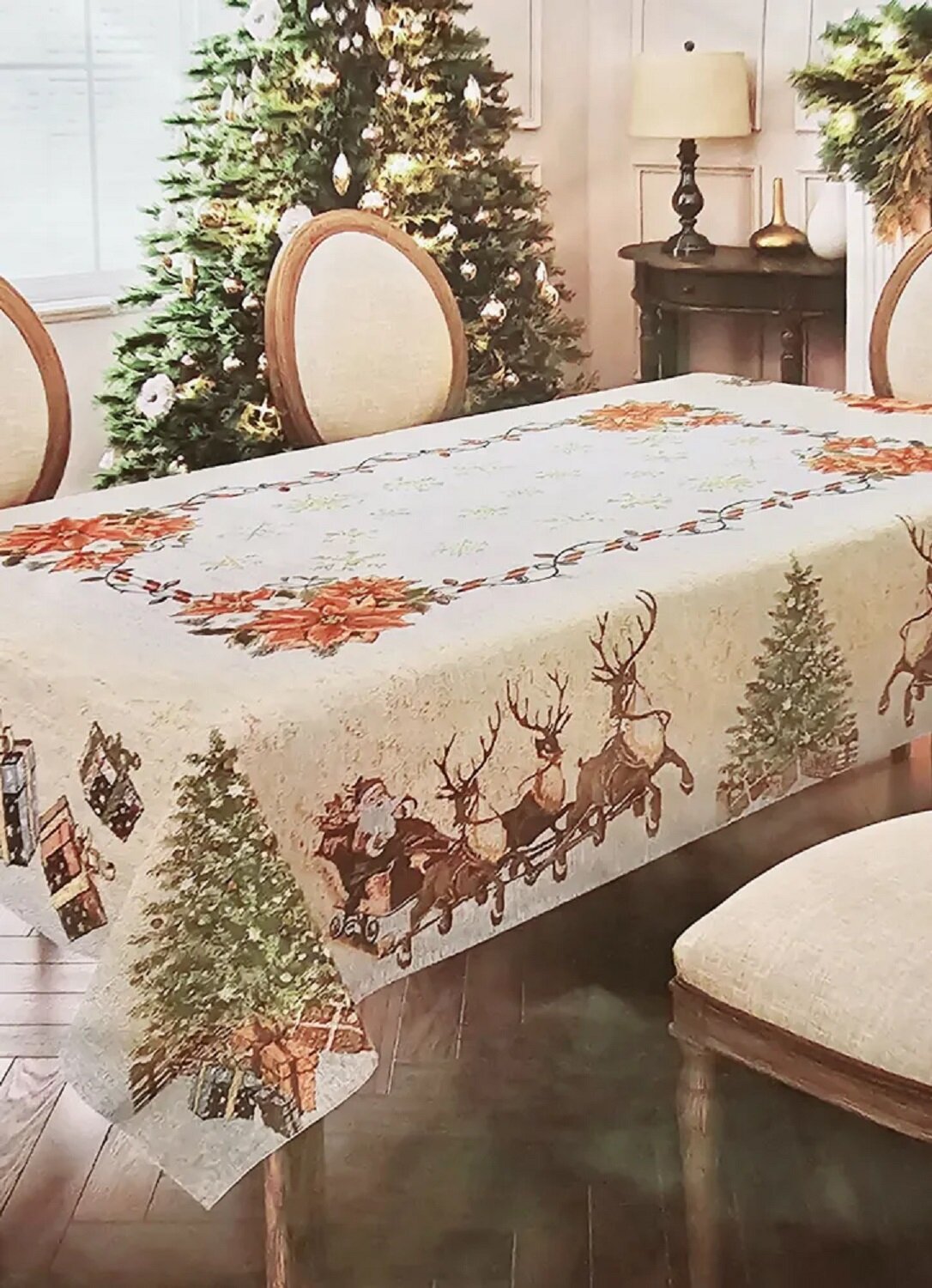 Скатерть Ремесленник "Олени", гобеленовая, новогодняя, 140x220см, в подарочной упаковке