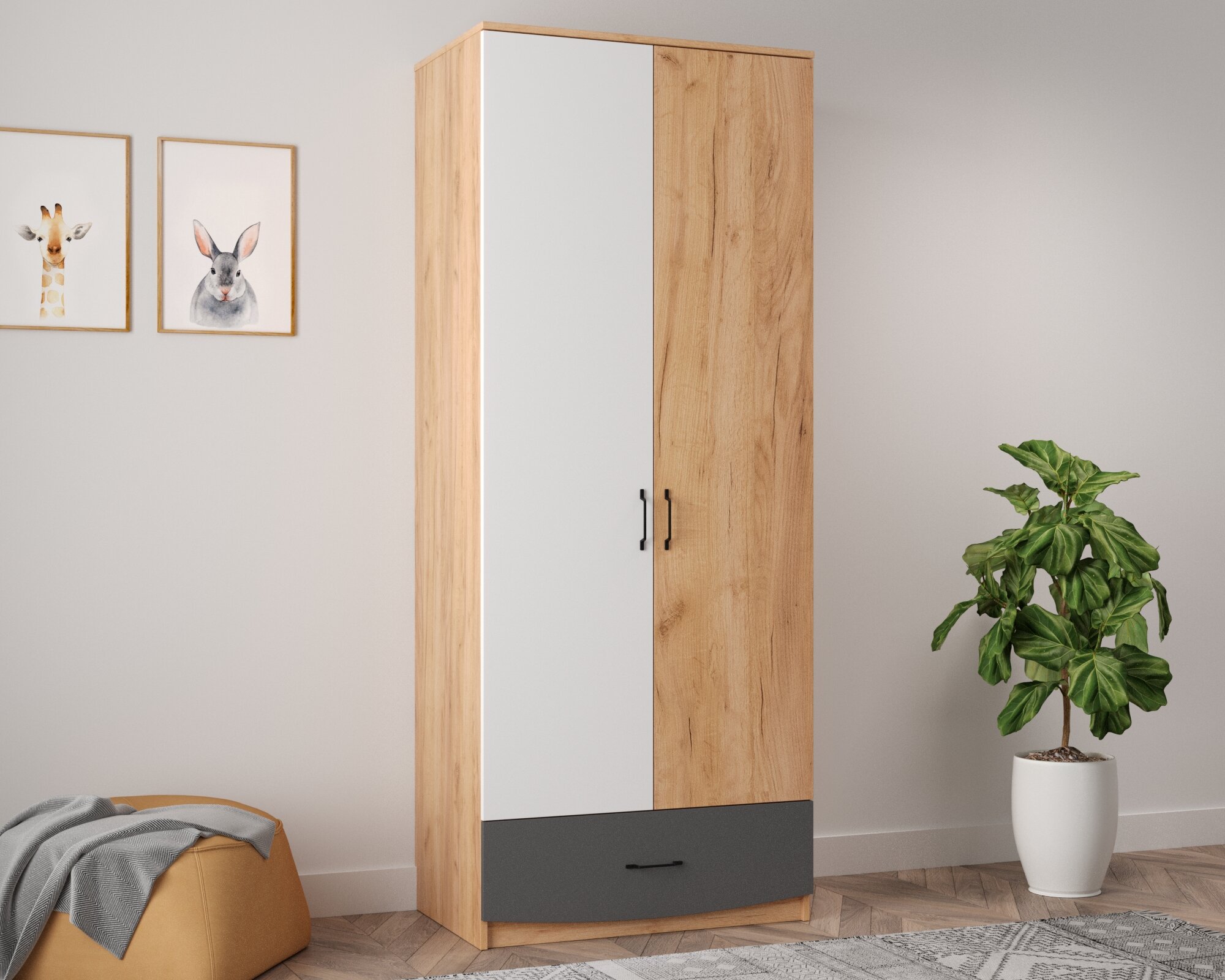 Шкаф распашной для одежды с выдвижным ящиком Мебель на Руси "Амели" 80х200х50