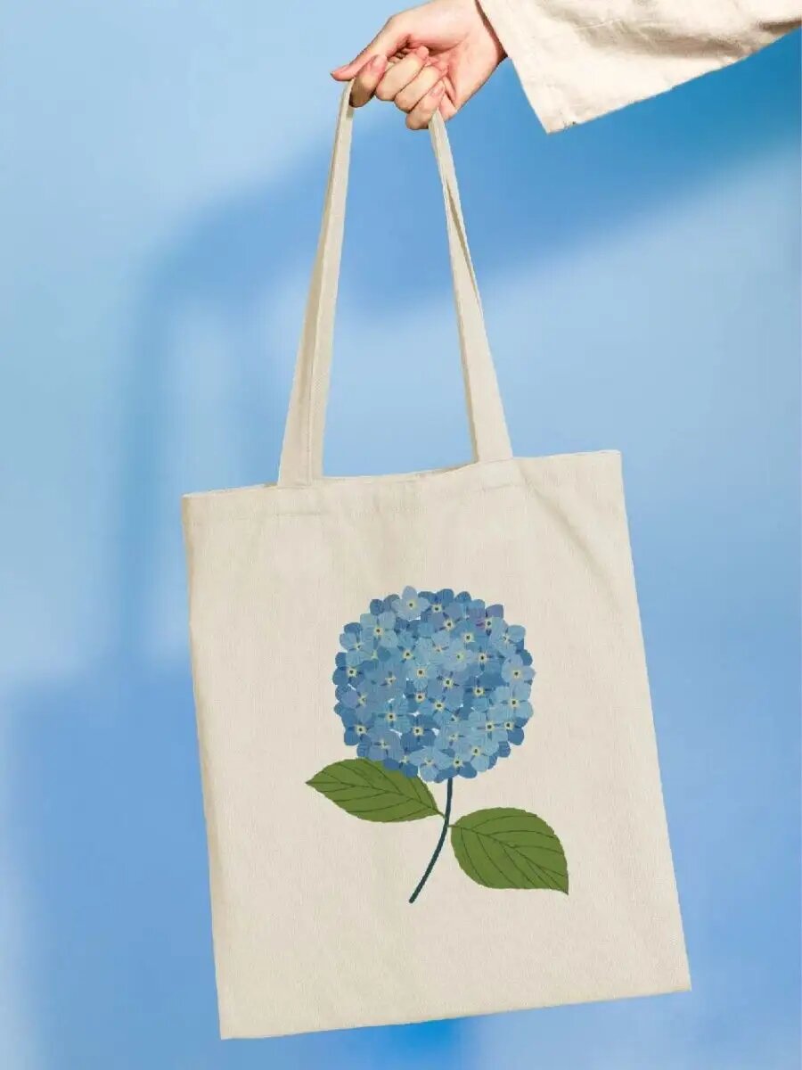 Сумка шоппер  на плечо женская холщевая с принтом цветы