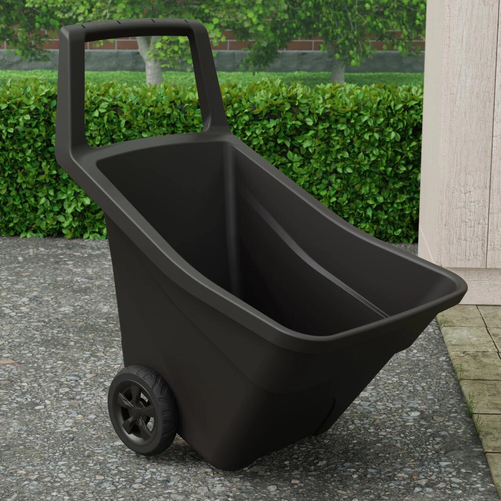 Тачка садовая, пластик, литые колеса, грузоподъёмность до 50кг, 95л, чёрная