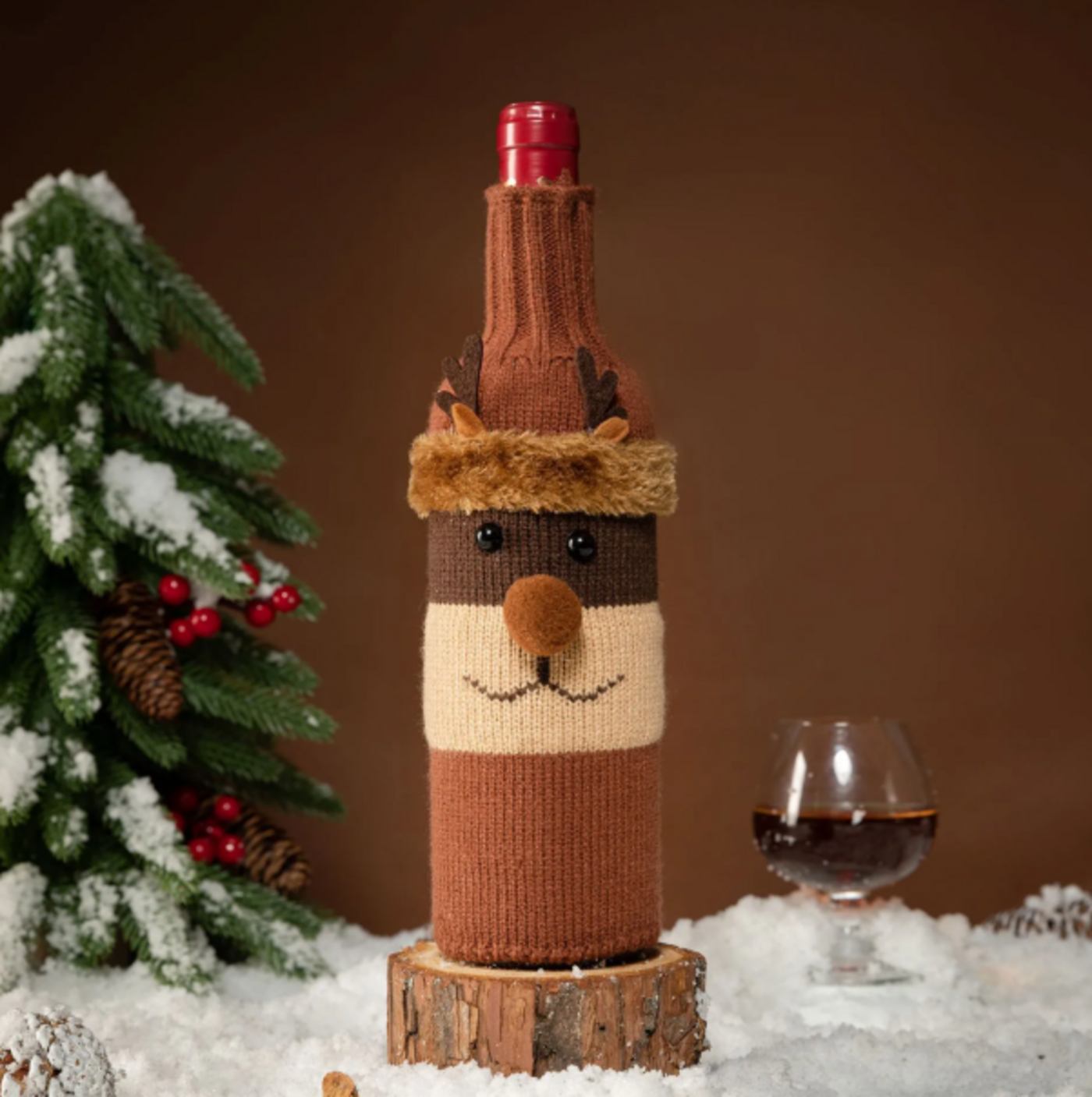 Чехол на бутылку "Олень", для шампанского, рождественское украшение вина