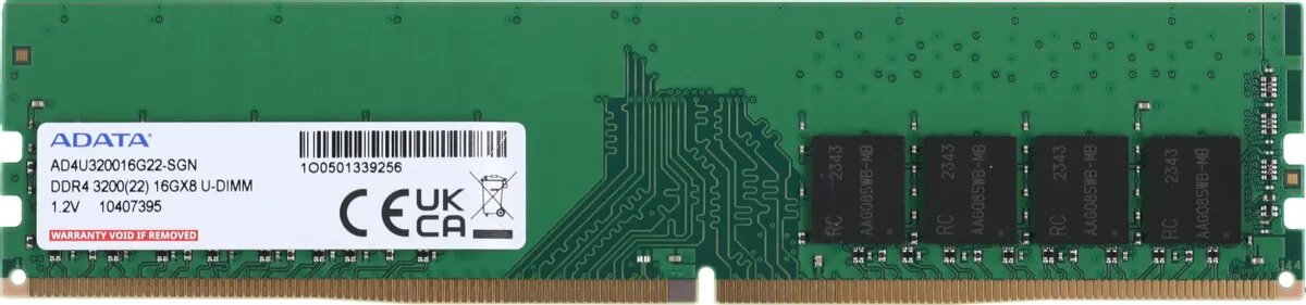 Оперативная память A-Data Premier AD4U320016G22-SGN DDR4 - 1x 16ГБ 3200МГц, DIMM