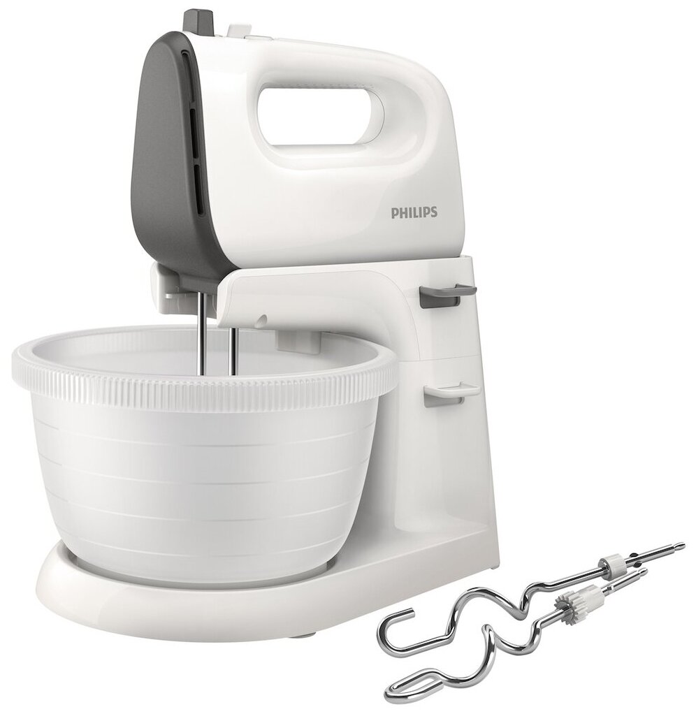 Миксер планетарный PHILIPS HR3745/00, 450 Вт, 5 скоростей, 2 насадки, пластиковая чаш