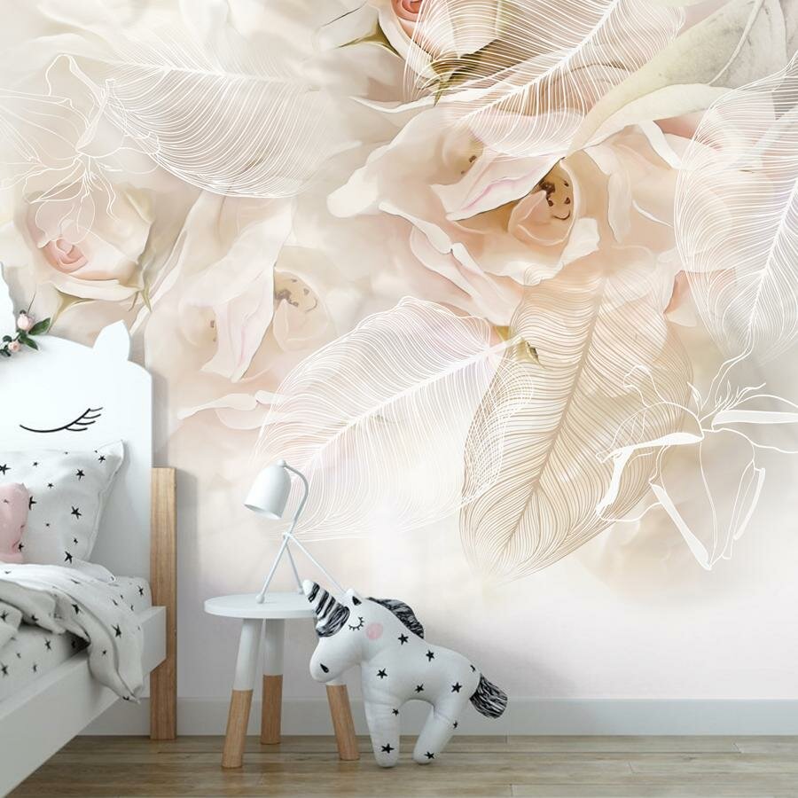 Фотообои Нежные розы 13-829-S-Песок 270 x 200 см (ВхШ) Метровые, флизелиновые, влагостойкие обои